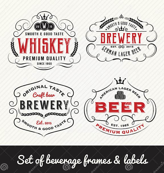 Classic Vintage Beverage Frame and Labels Stock Vector - Illustration ...