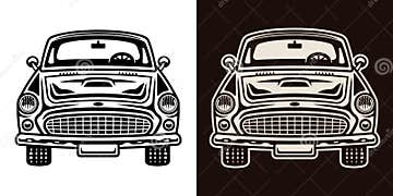 Classic Car Front View Set of Objects in Two Styles Vector Illustration ...