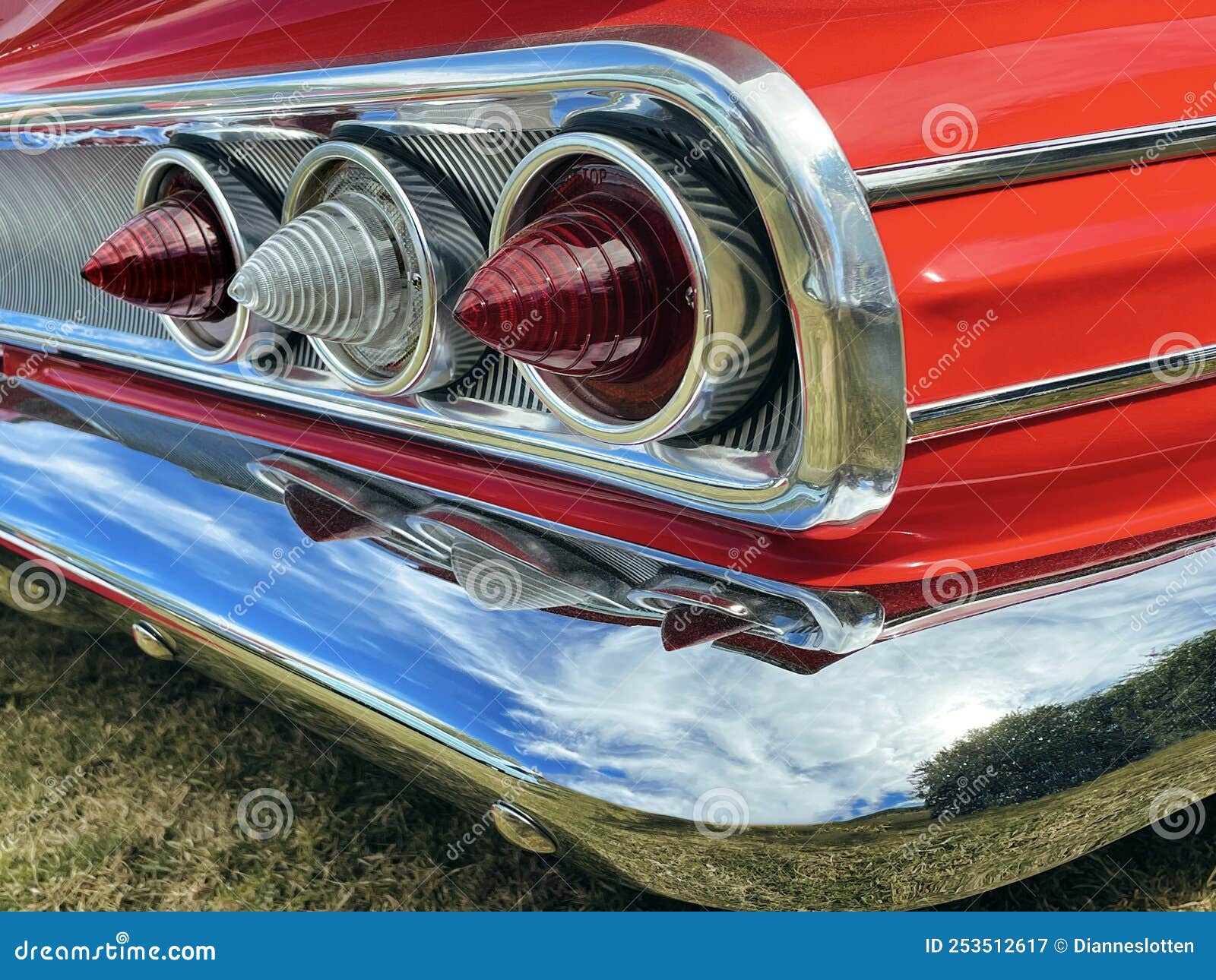 Classic Vintage Car 1960 Red Impala Tail Lights Stock Image - Image of ...