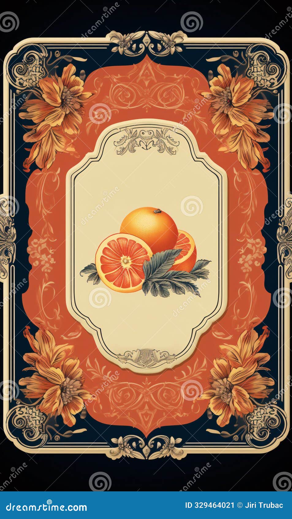 Classic Vintage Frame for Oranges Labels. Oranges in a Can Marked with ...
