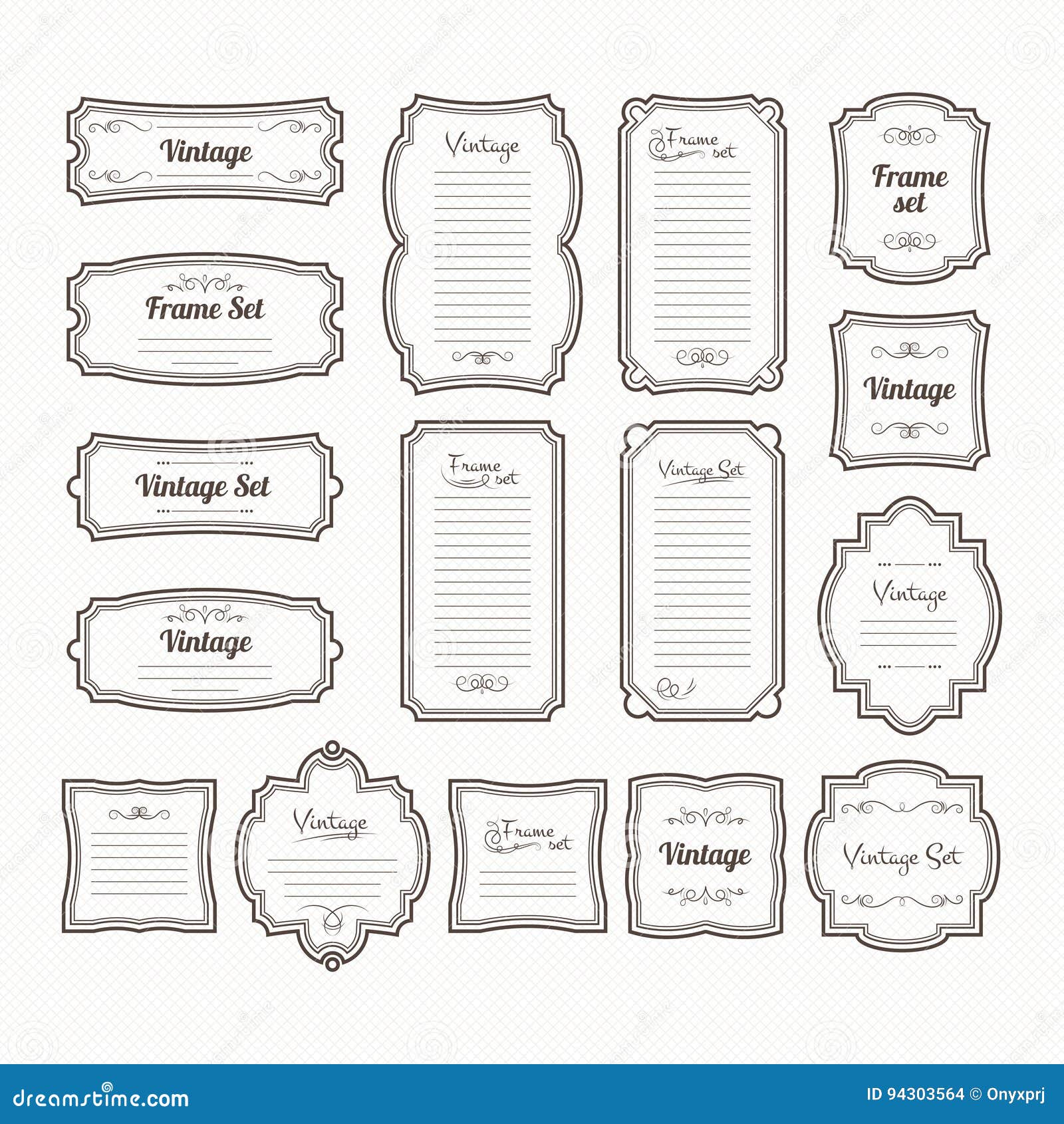 Classic Vintage Frames Set. Vector Borders Isolate On White ...