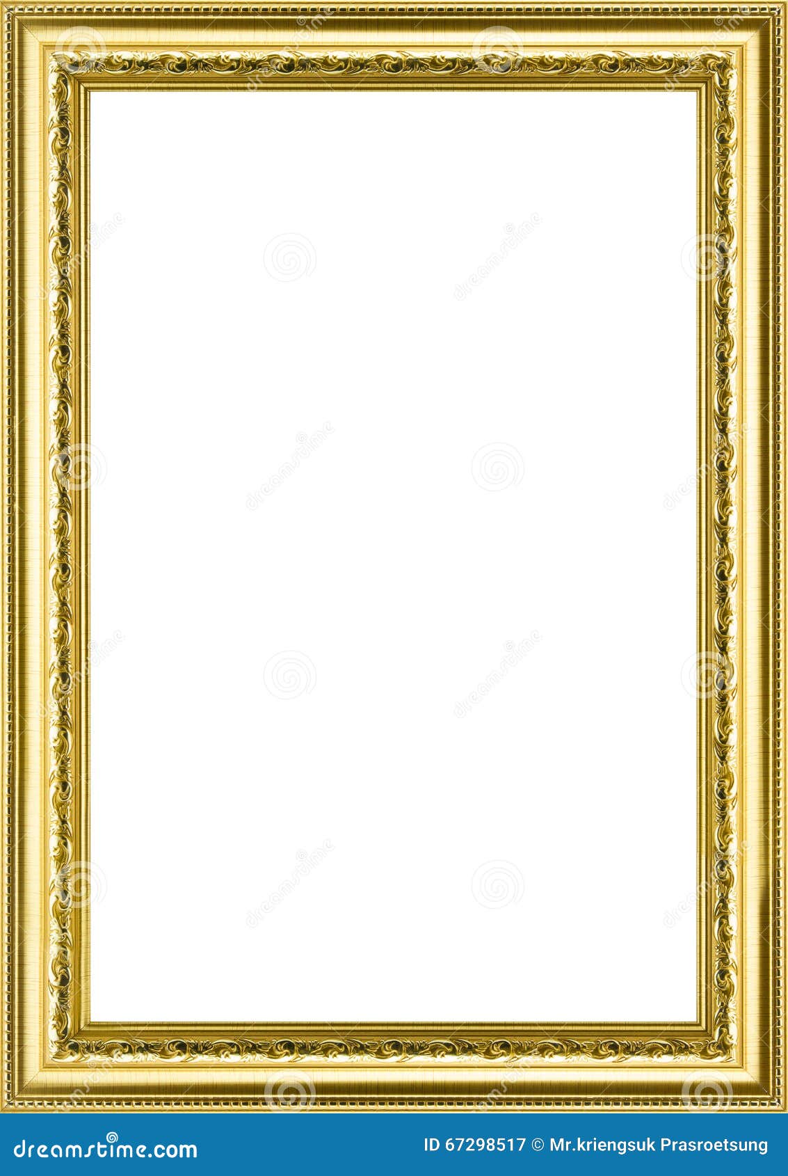Classic Vintage Gilded Frame on White Background. Stock Image - Image ...