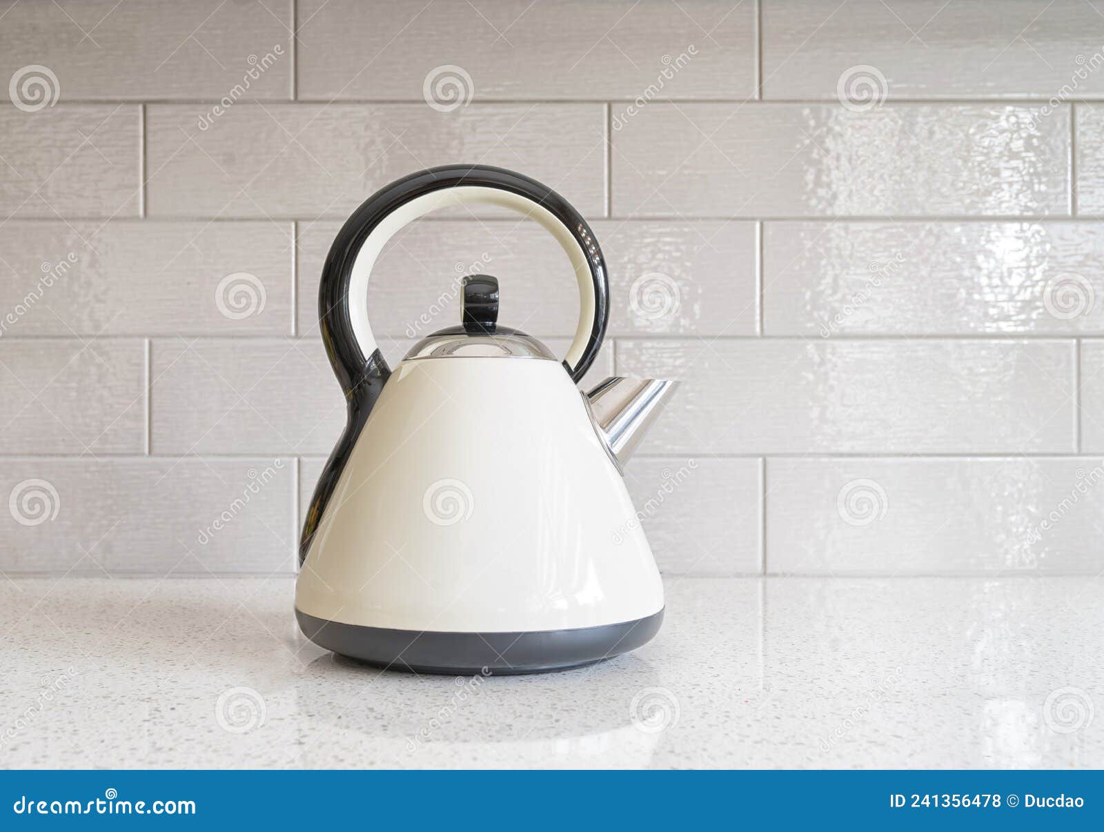 Classic Vintage Kettle on a Granite Counter Top Stock Photo - Image of ...