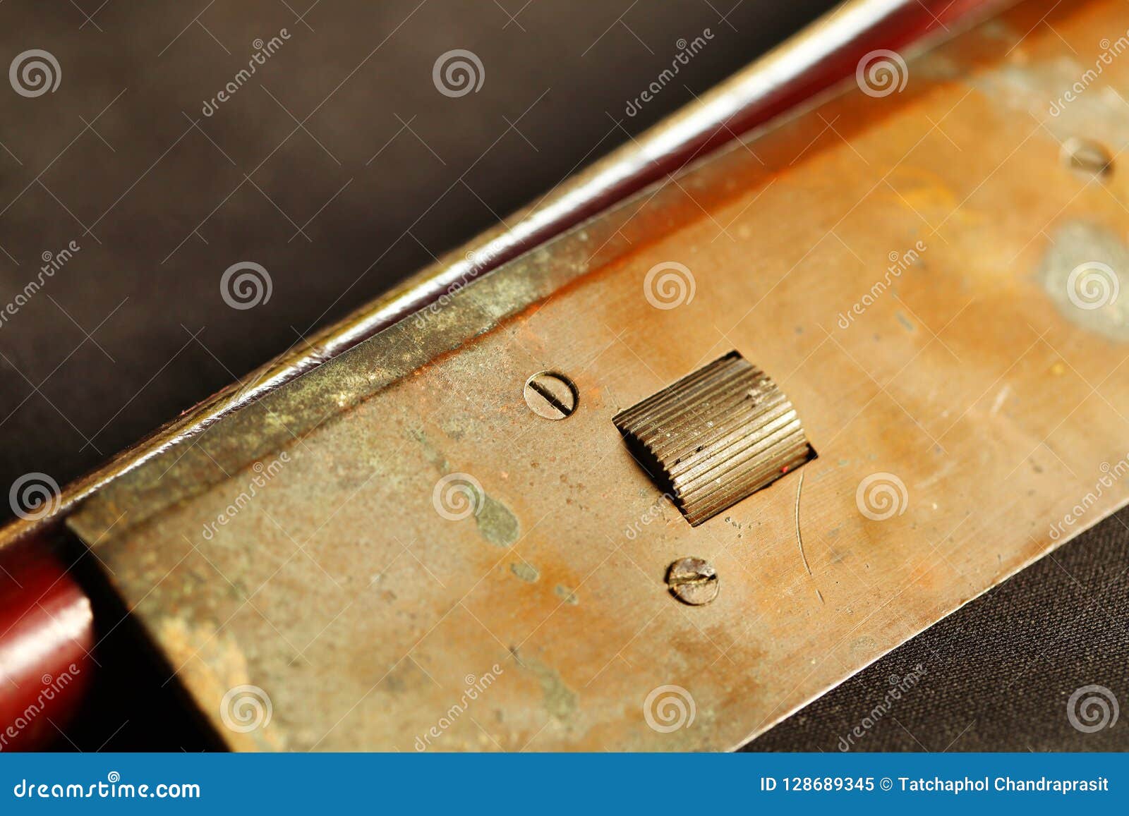 Old brass ruler. stock image. Image of brass, education - 128689345