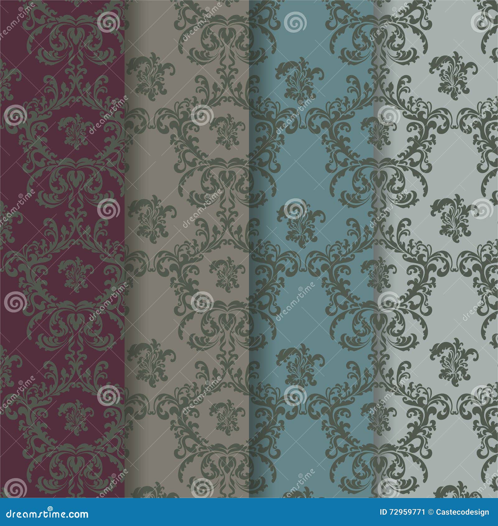 Classic Vintage Ornaments Pattern Set Stock Vector - Illustration of ...