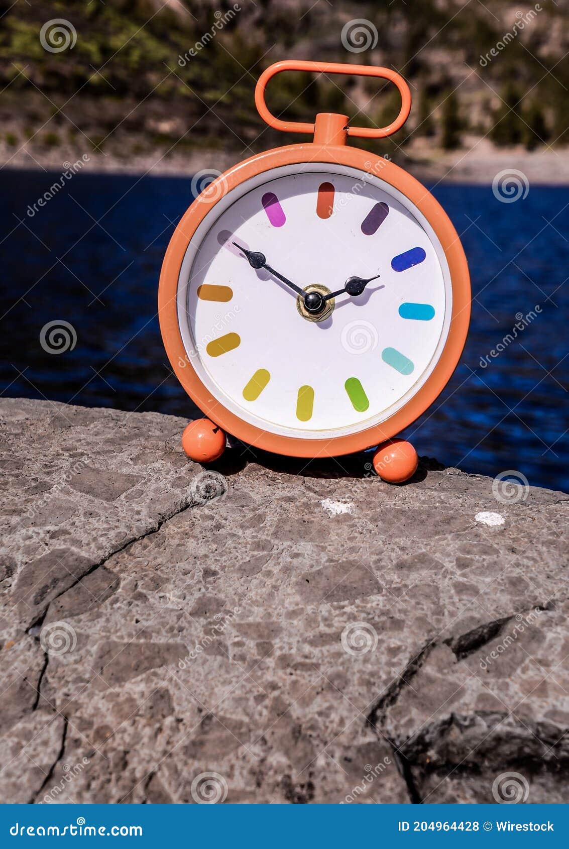 Classic Vintage Pocket Clock on the Volcanic Rocks Stock Photo - Image ...