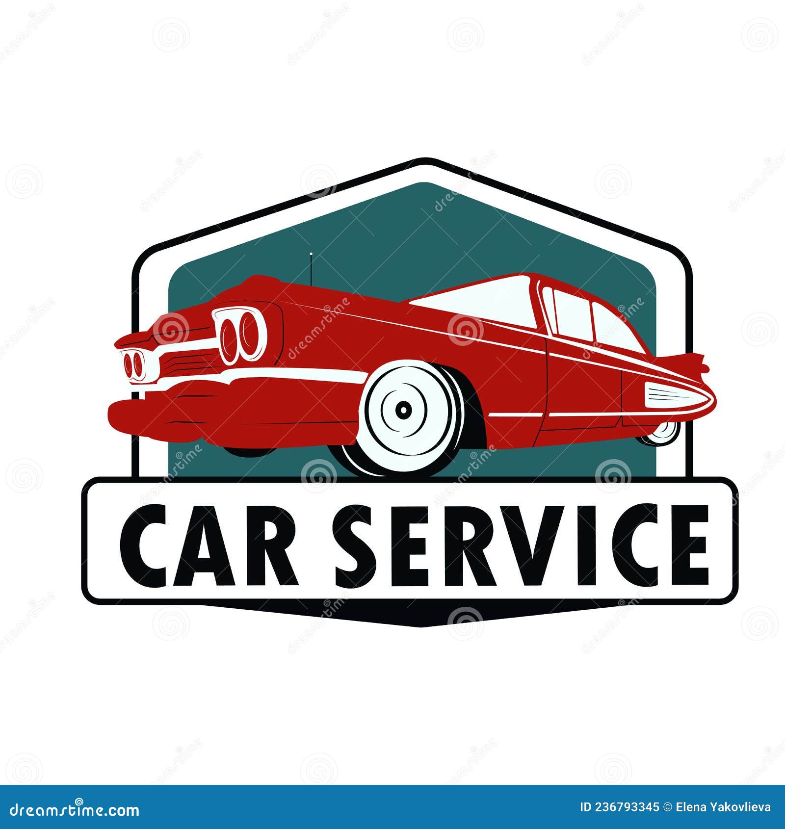 Classic Vintage Retro Red Car. Vector Logo Design Stock Vector ...