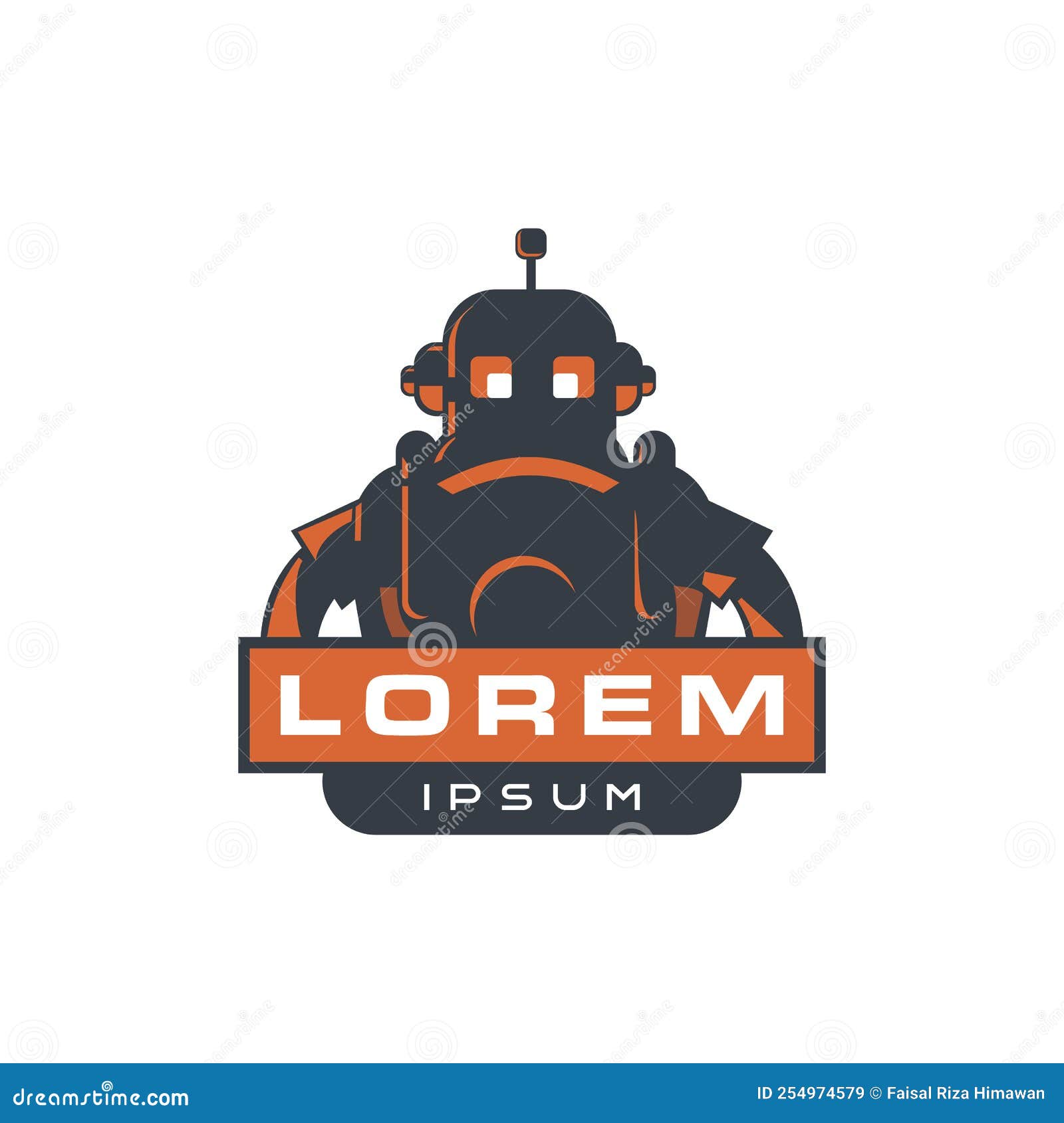 Classic Vintage Robot Logo Template Stock Illustration - Illustration ...