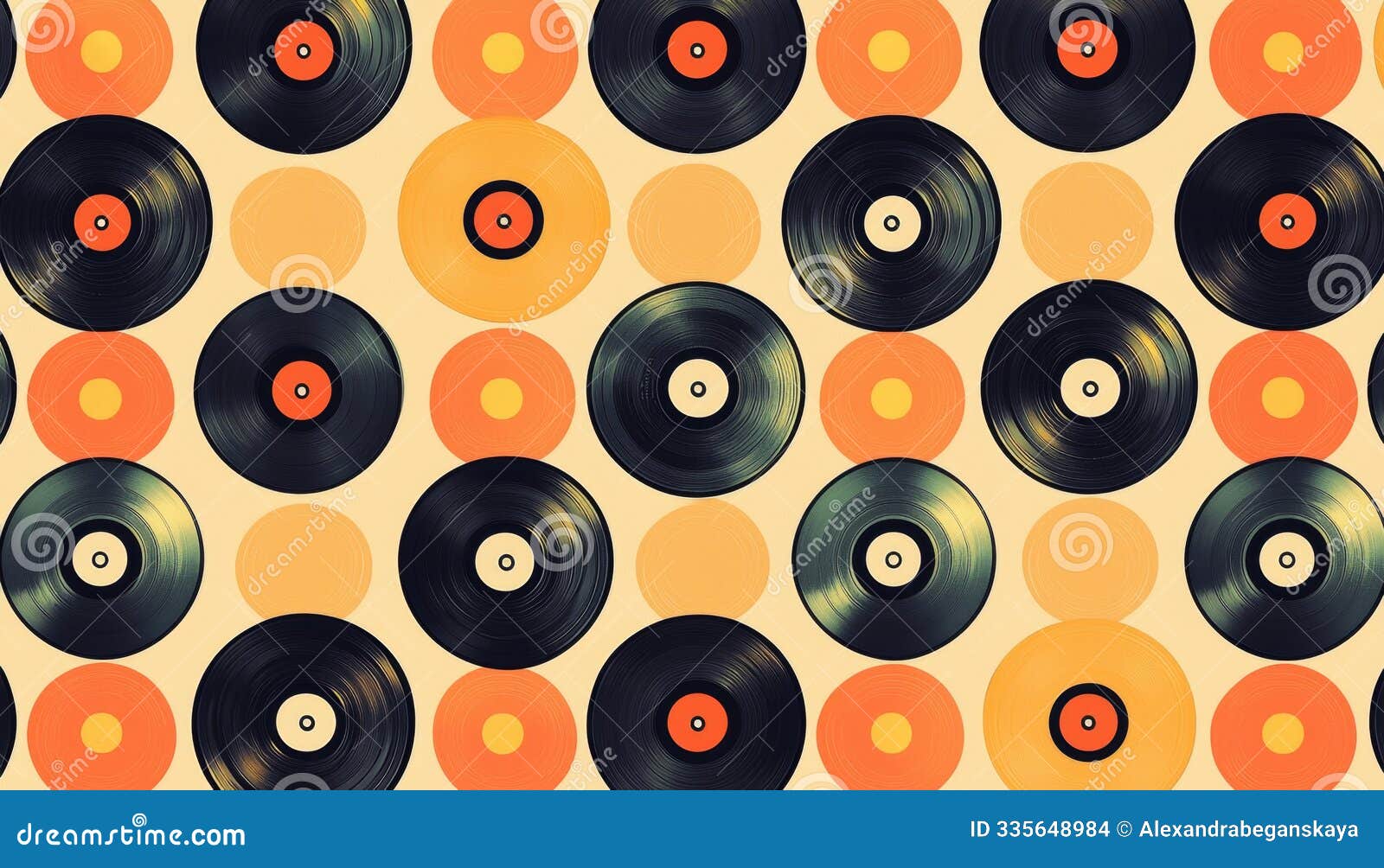 Classic Vinyl Record Pattern on Retro Background Stock Illustration ...