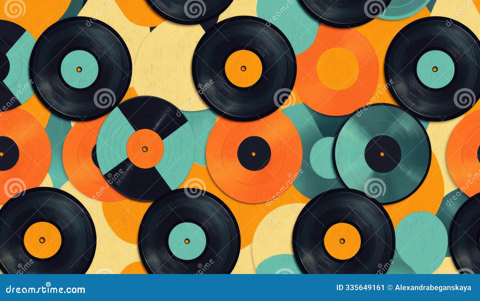 Classic Vinyl Record Pattern on Retro Background Stock Illustration ...