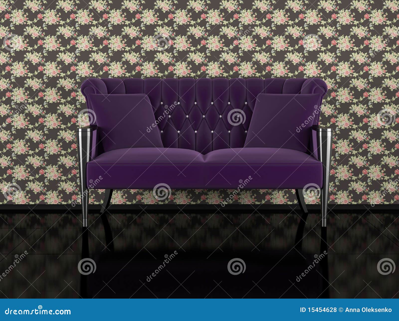 Classic violet sofa indoor stock illustration. Illustration of seat ...