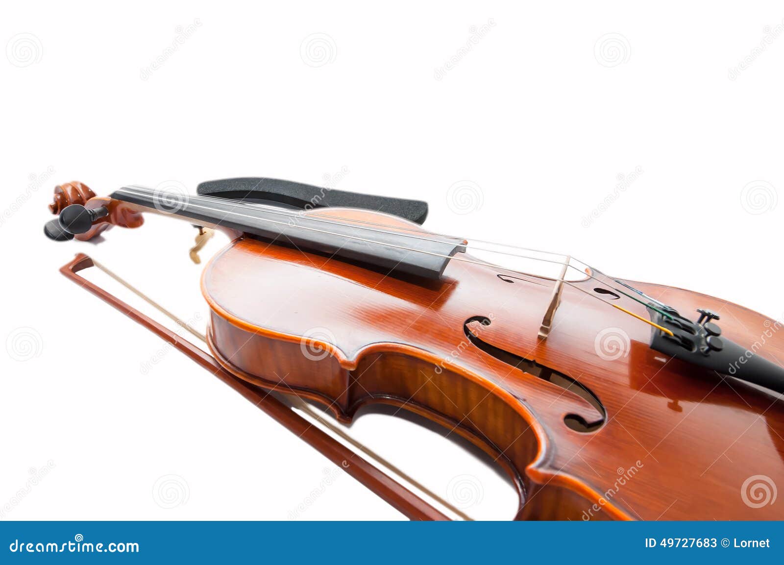 Classic Violin with the Fiddlestick Isolated on White. Stock Image ...