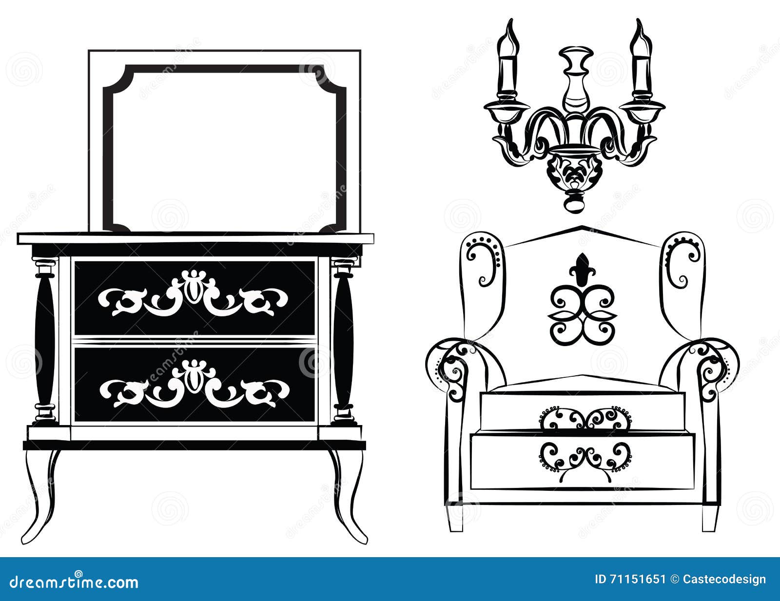 Classic Wall Frames and Furniture Stock Vector - Illustration of ...