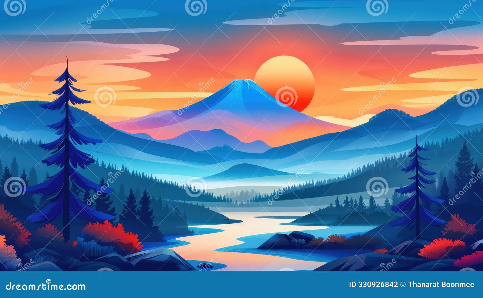 A Classic Wall Scroll Featuring Beautiful Scenery, Designed with Modern ...