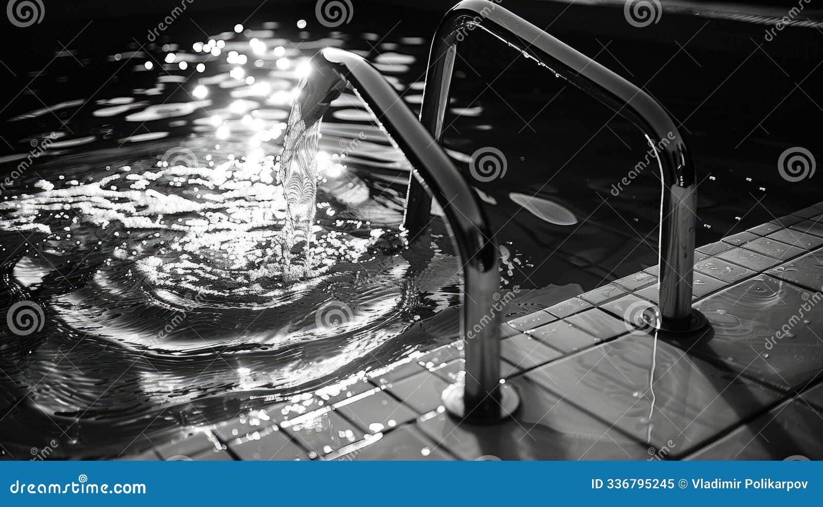 A Classic Water Feature in Monochrome Photography Stock Image - Image ...