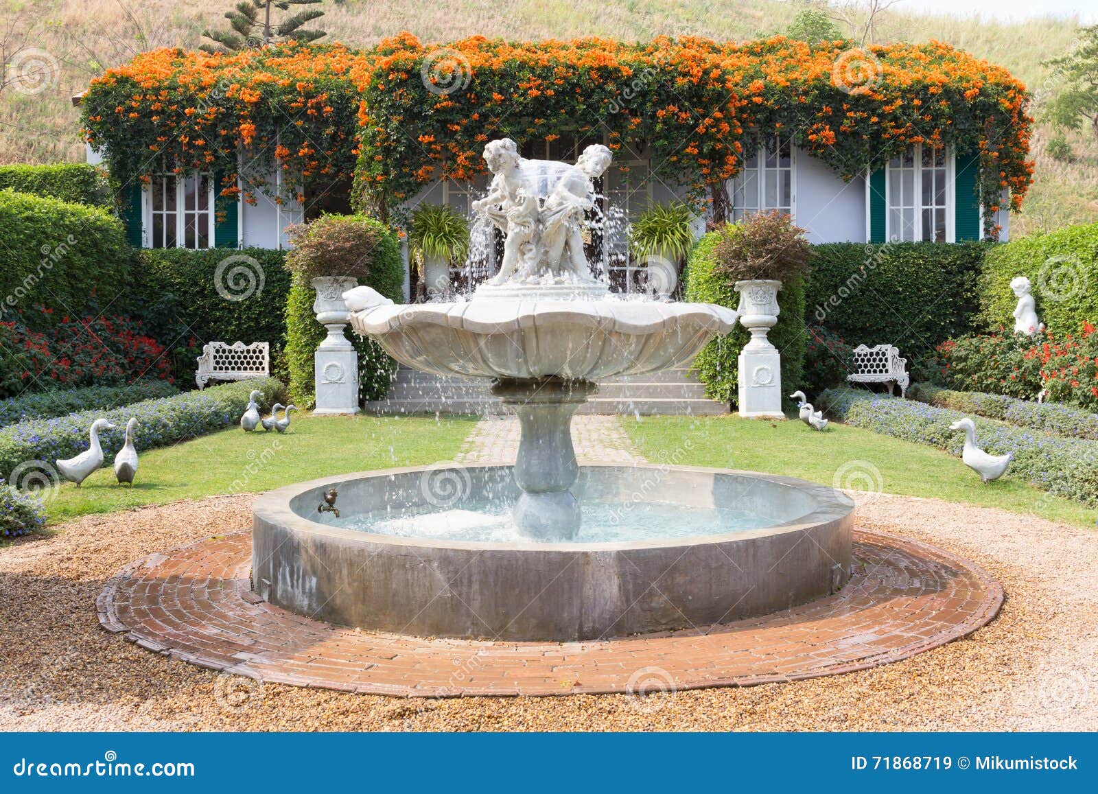Classic Water Fountain in the Garden Stock Image - Image of fountain ...