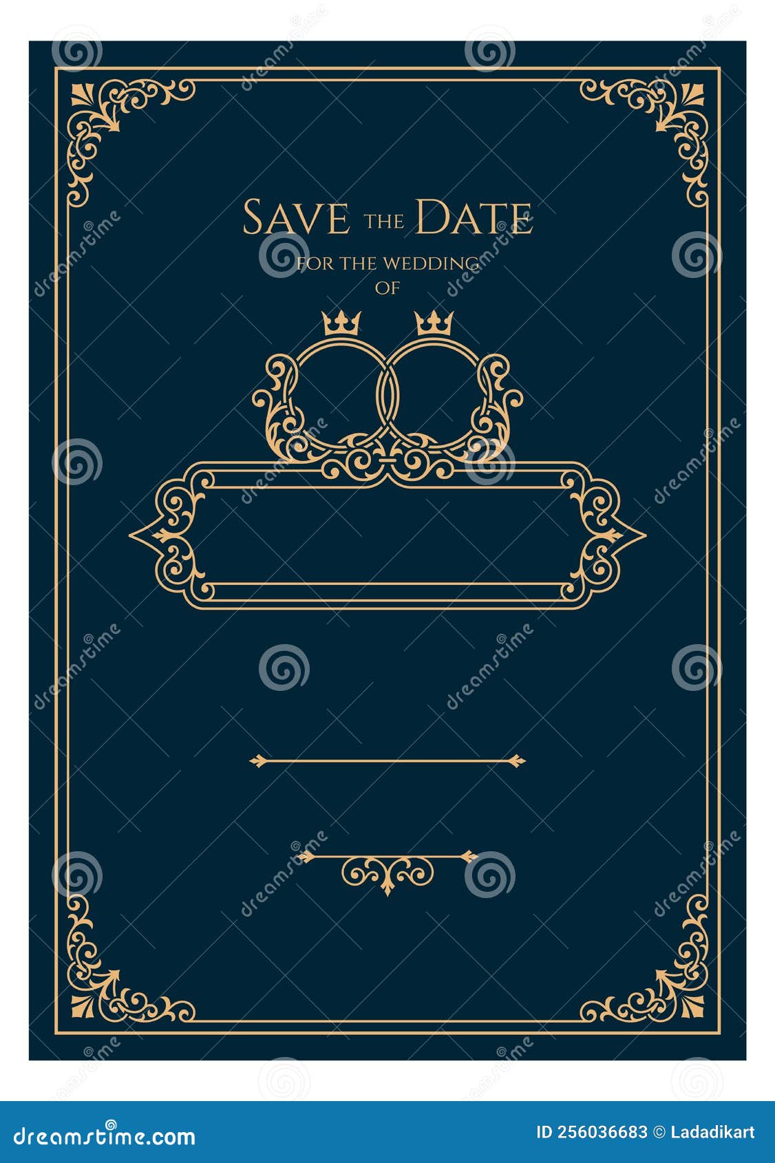 Classic Wedding Invitation Template in Vintage Filigree Style Stock ...