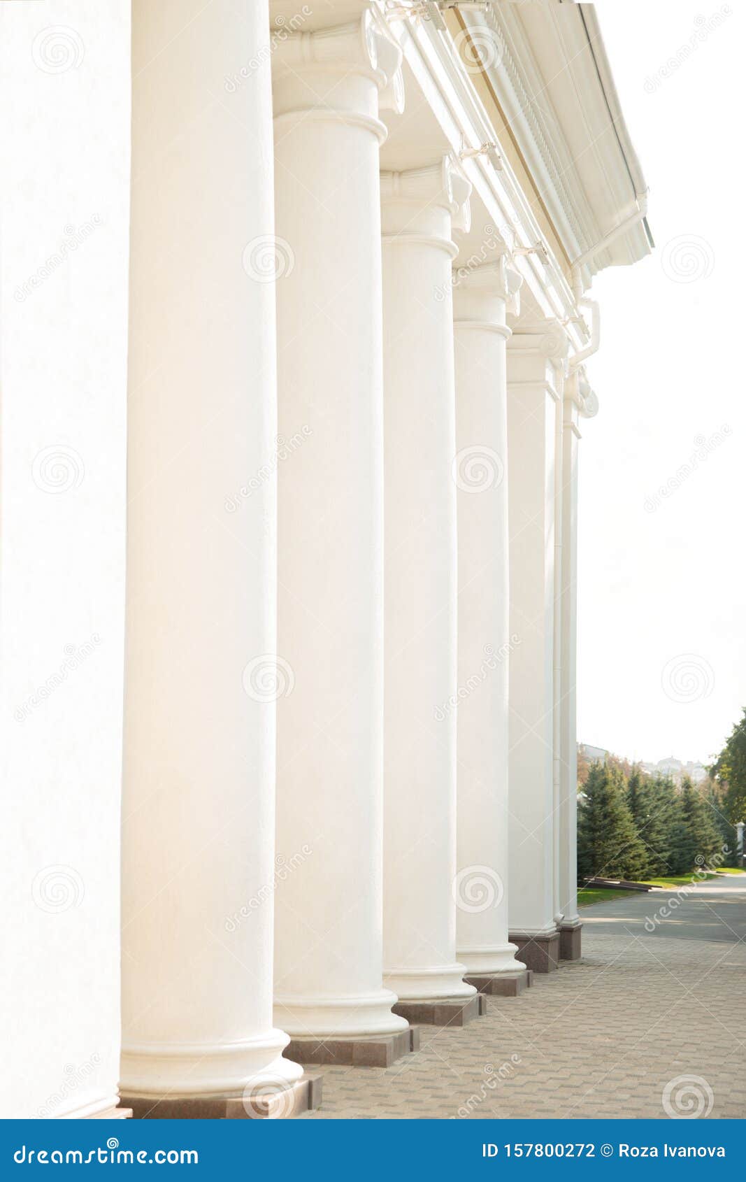 Classic White Cylindrical Columns Stock Photo - Image of architecture ...