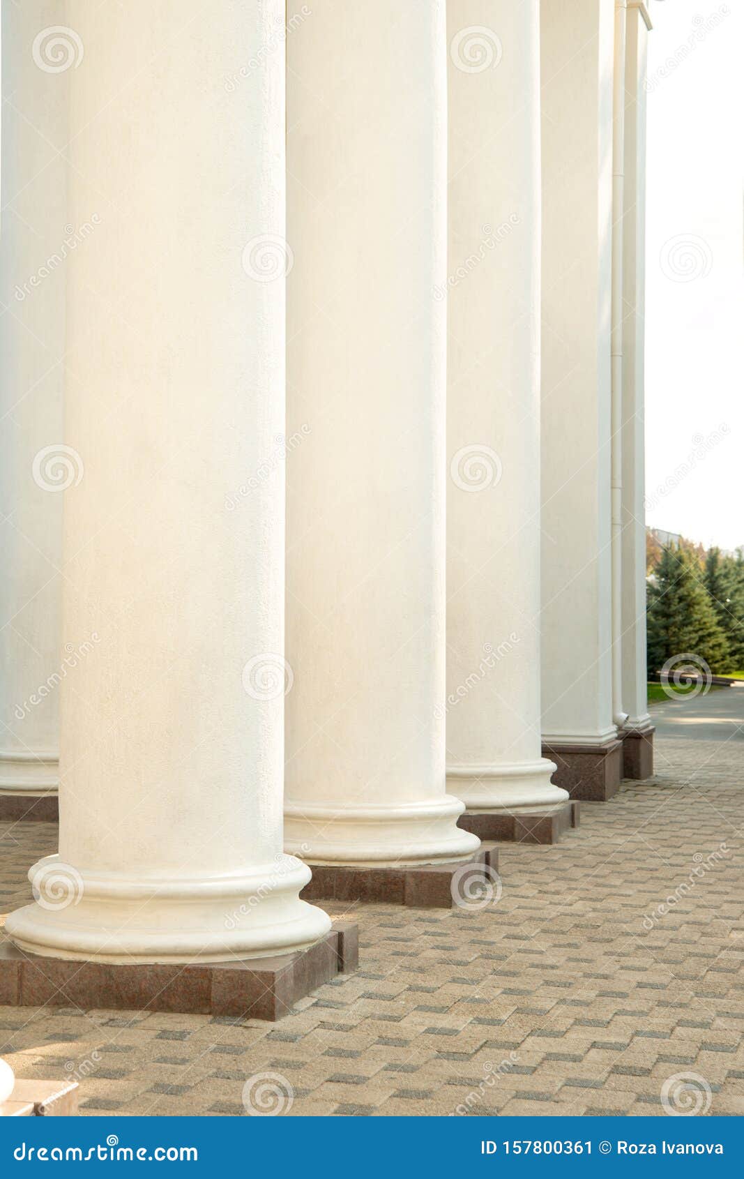 Classic White Cylindrical Columns Stock Image - Image of texture ...
