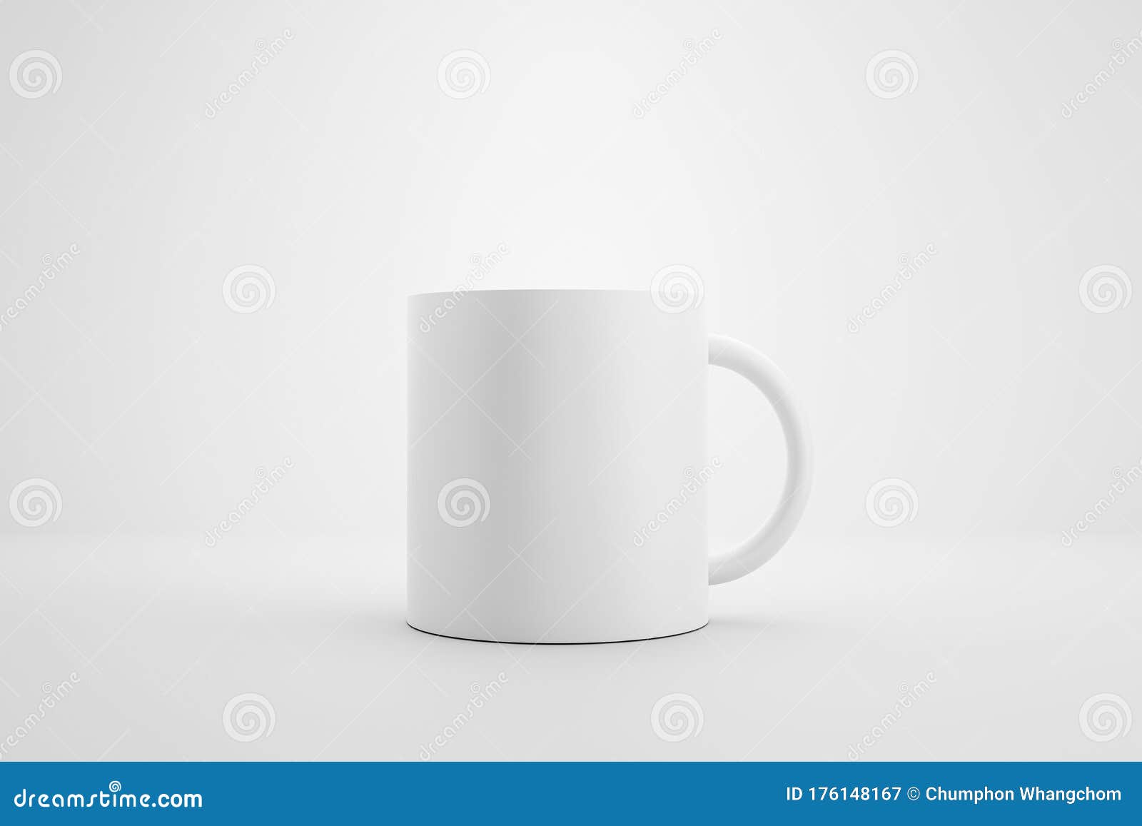 Classic White Mug and Front View on White Background with Blank ...