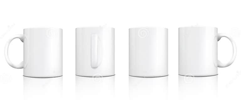 Classic White Mug Mockup Set from Different Angles Stock Vector ...