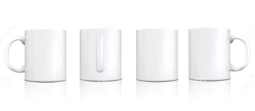 Classic White Mug Mockup Set from Different Angles Stock Vector ...