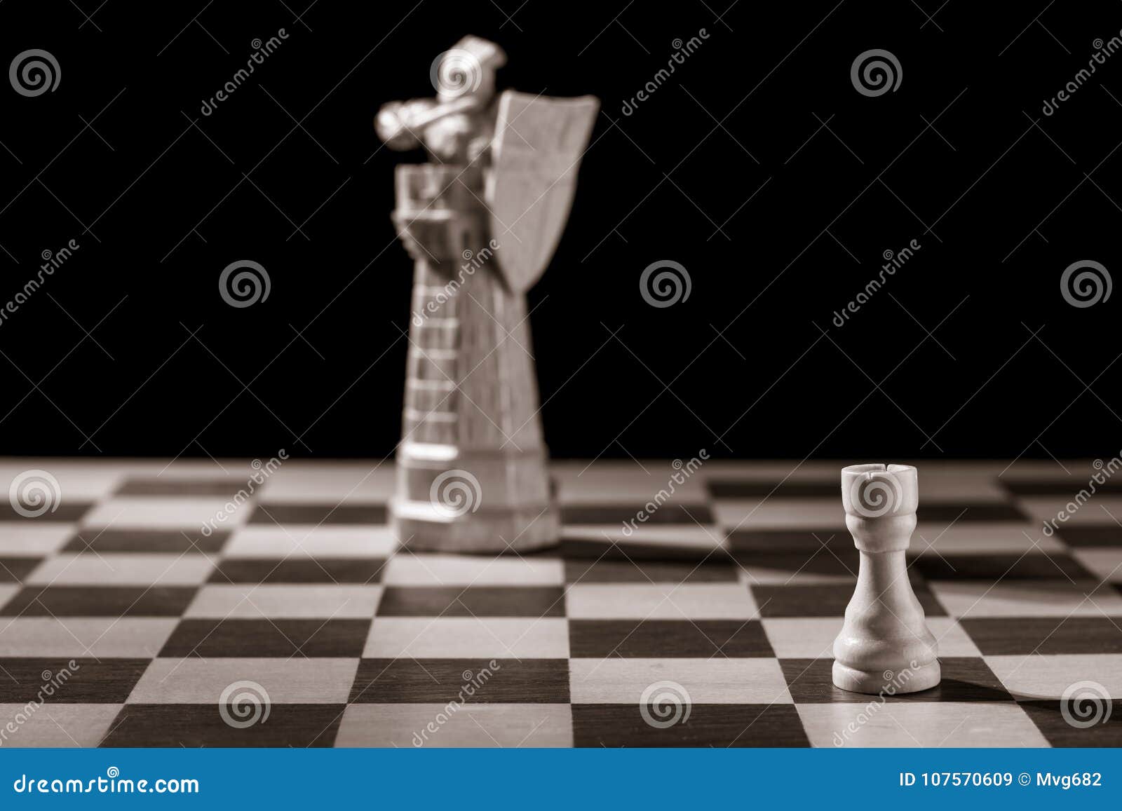 Classic White Rook and the Same Chess Piece in the Form of Medie Stock ...