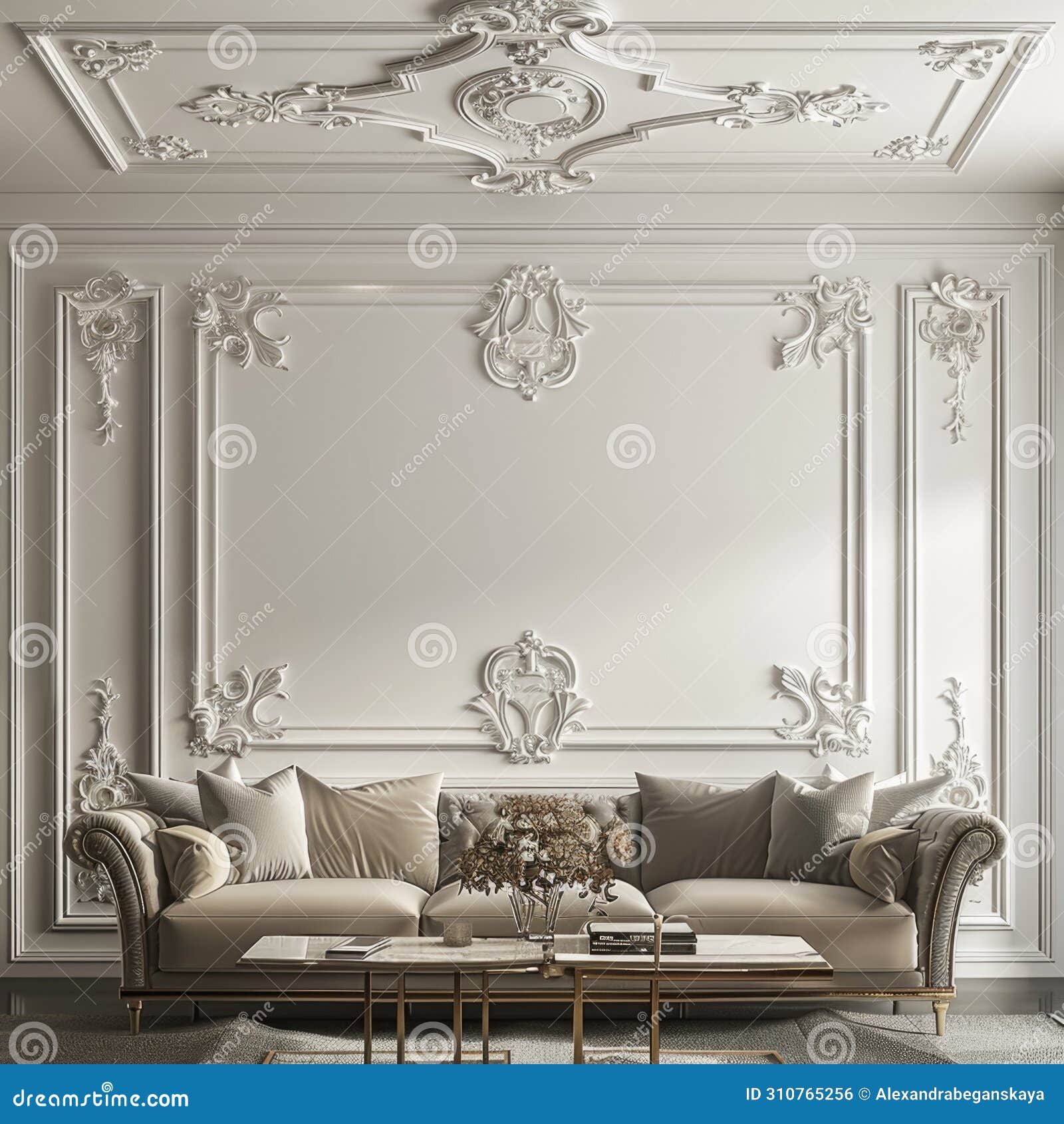 Classic White Sofa in Luxurious Baroque Style Interior Stock ...