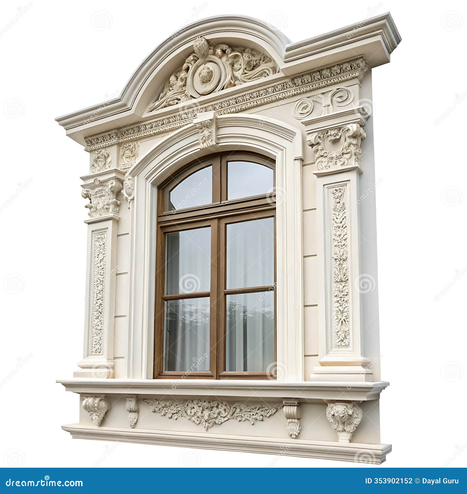 Classic Window Architecture Element Isolated on White Background Stock ...