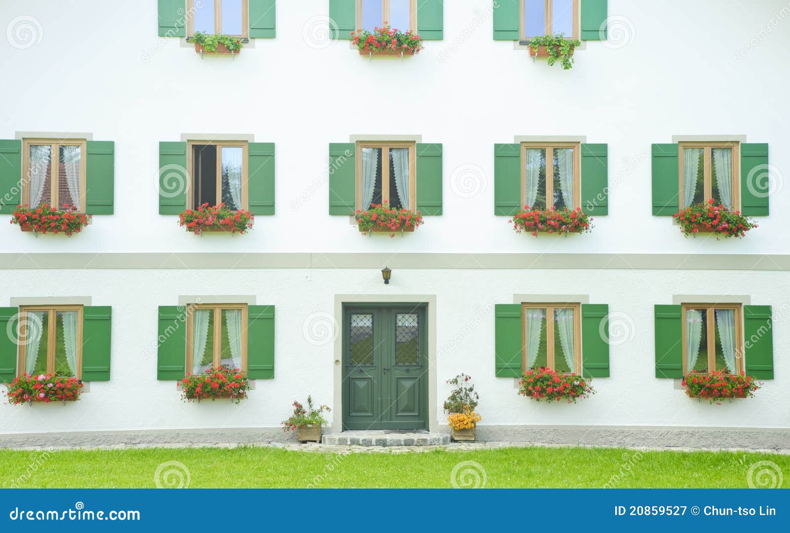 Classic Window and Door on White Wall. Stock Image - Image of ...