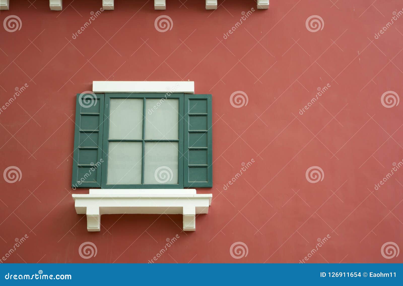 Classic Window on Green Wall Stock Photo - Image of cement, green ...