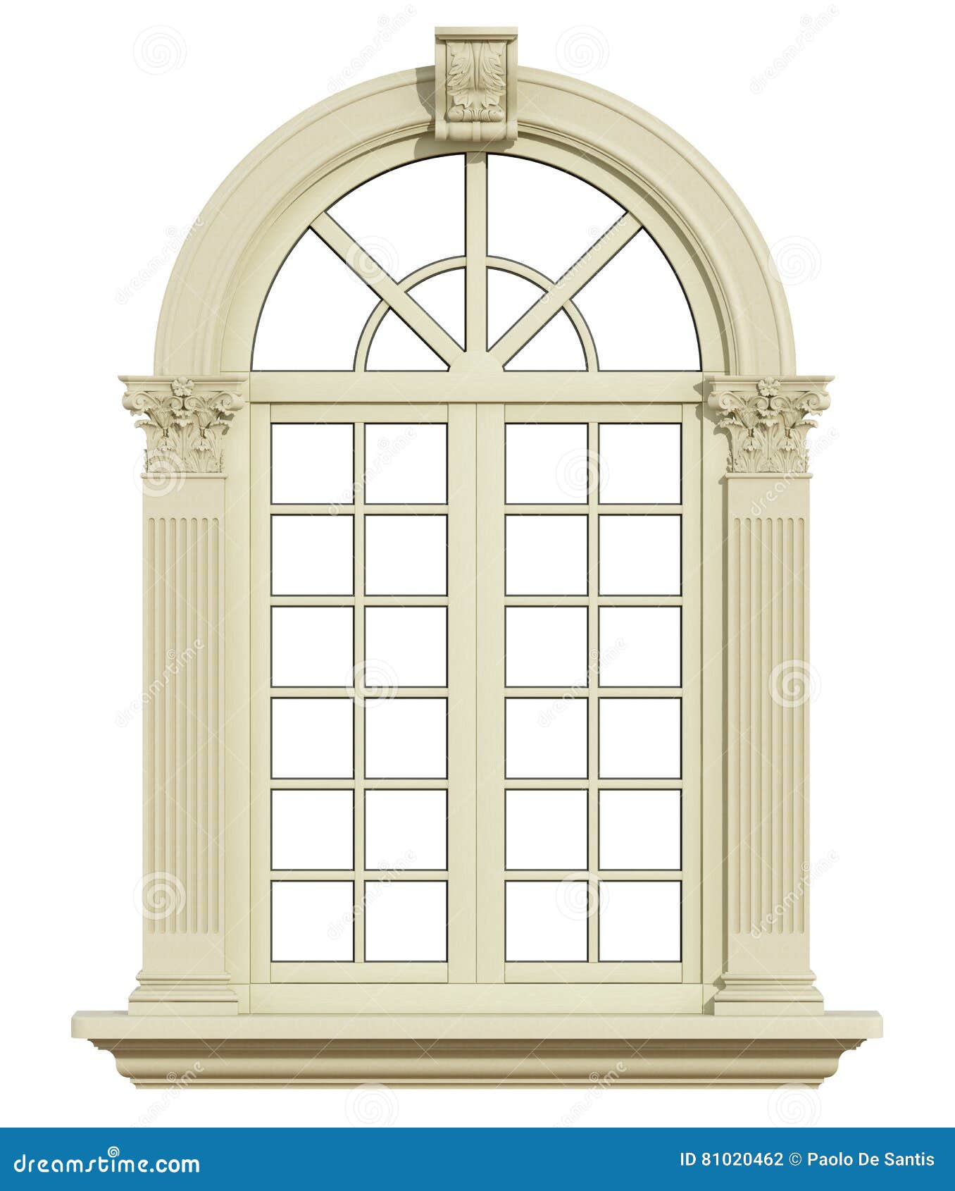 Classic Window Isolated on White Stock Illustration - Illustration of ...