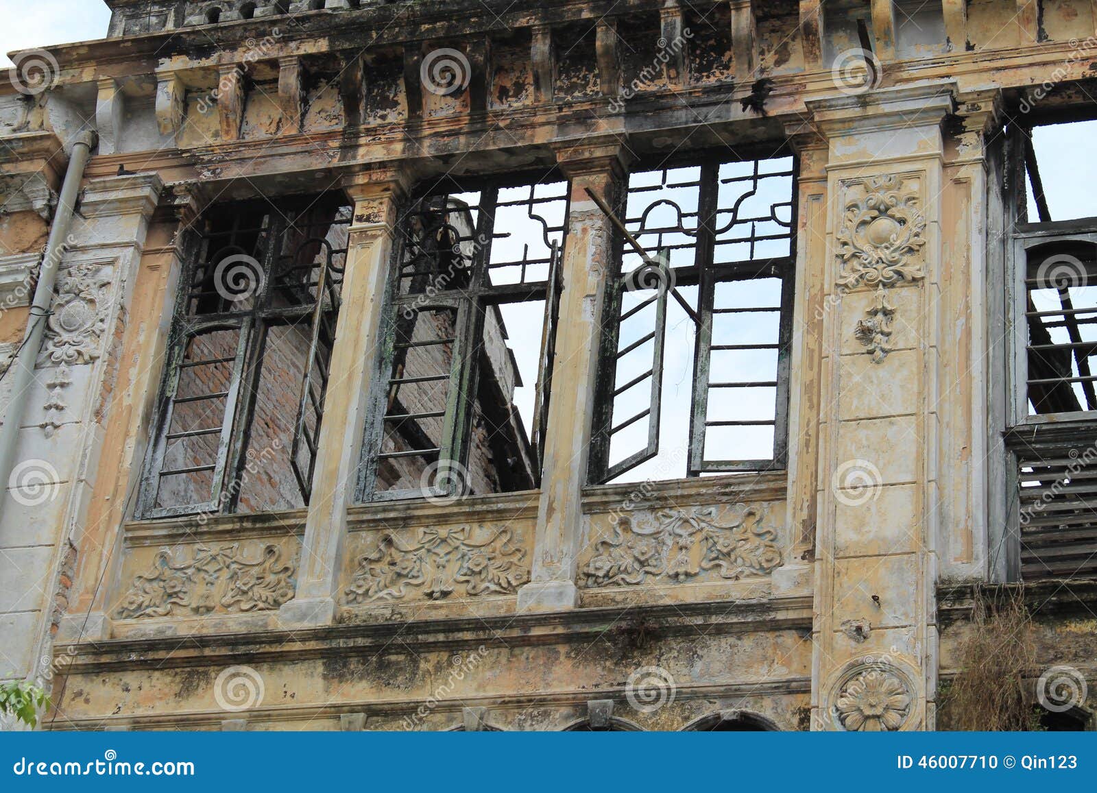Classic windows building stock photo. Image of blue, brick - 46007710