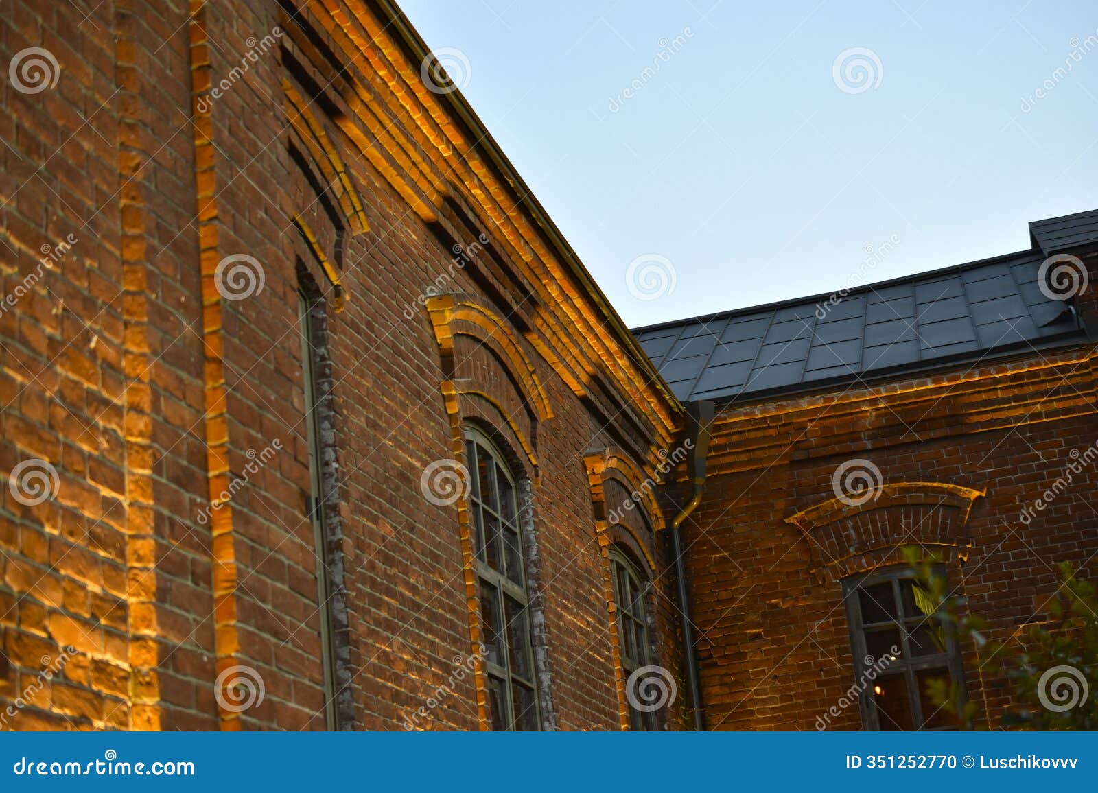 Classic Windows in a Red Brick House. Beautiful Classic Brick House ...