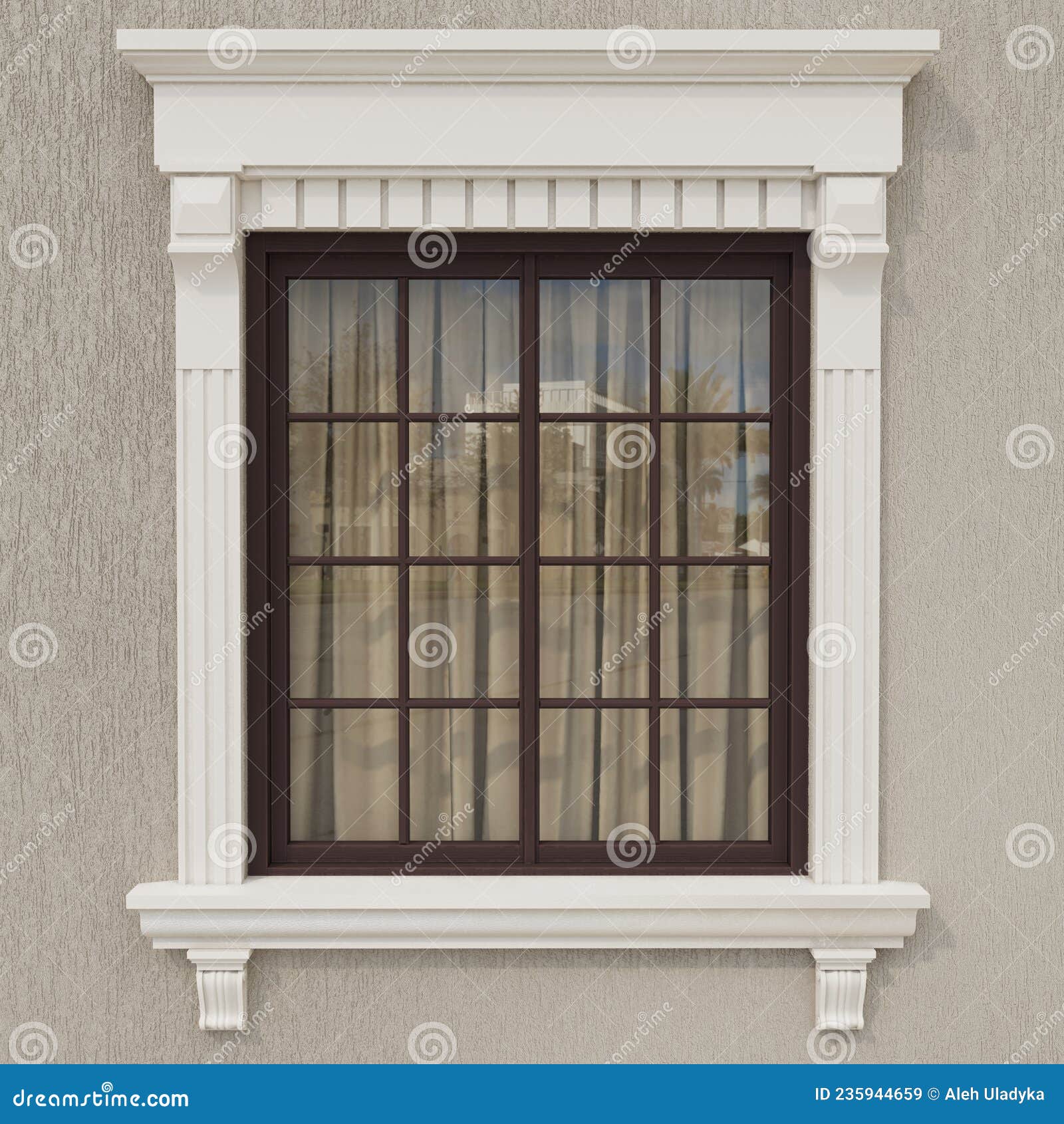 Classic Windows with Stucco Molding Stock Illustration - Illustration ...