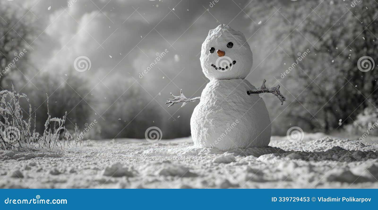 A Classic Winter Scene Featuring a Snowman in a Simple, yet Striking ...