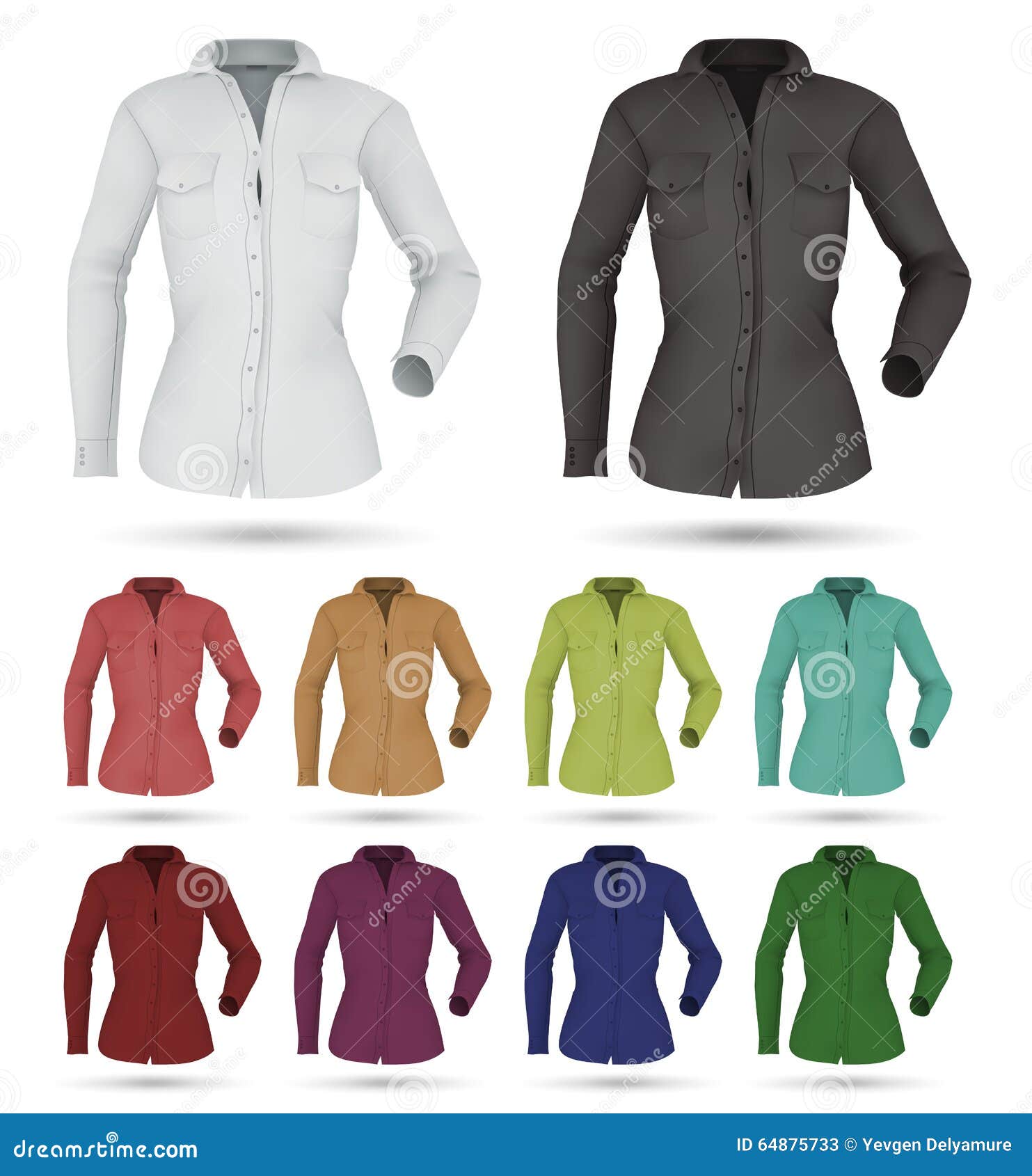 Classic Women S Plain Shirt Template. Stock Vector - Illustration of ...