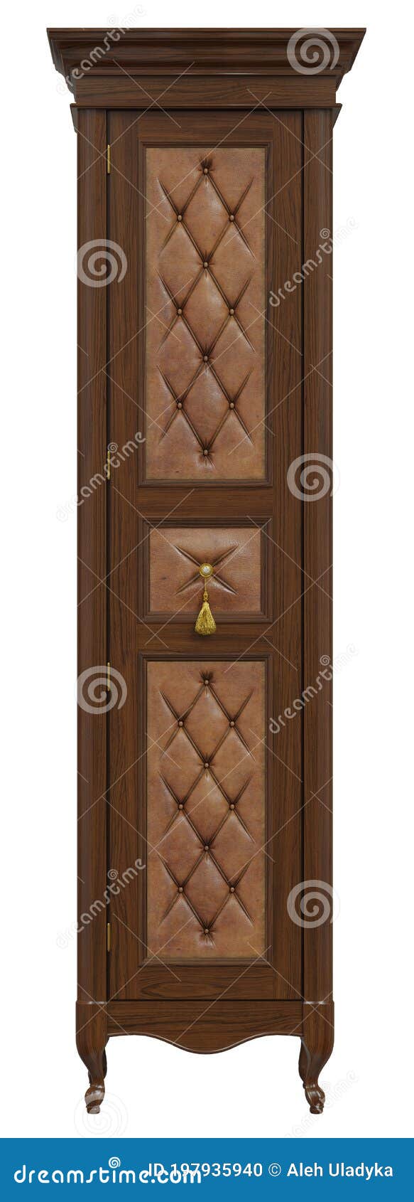 Classic Wood and Leather Wardrobe Stock Photo - Image of elegance ...