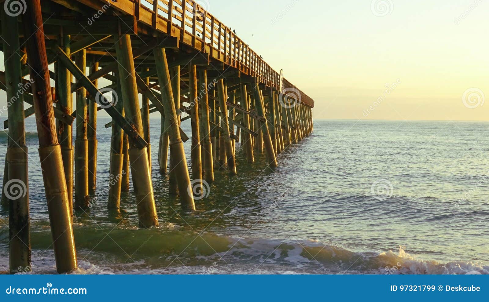 Classic Wood Pier in the Sea Stock Image - Image of seascape, ocean ...