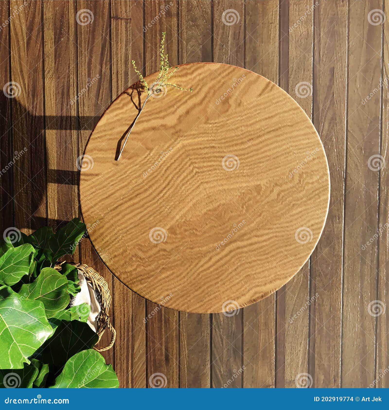 Classic Wood Table from Top View ,3D Render Stock Illustration ...