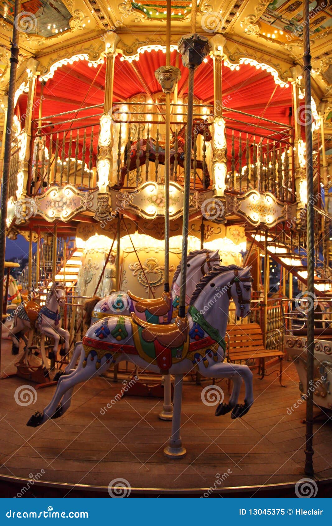 Classic Wooden Merry-go-round Stock Image - Image of golden, merry ...