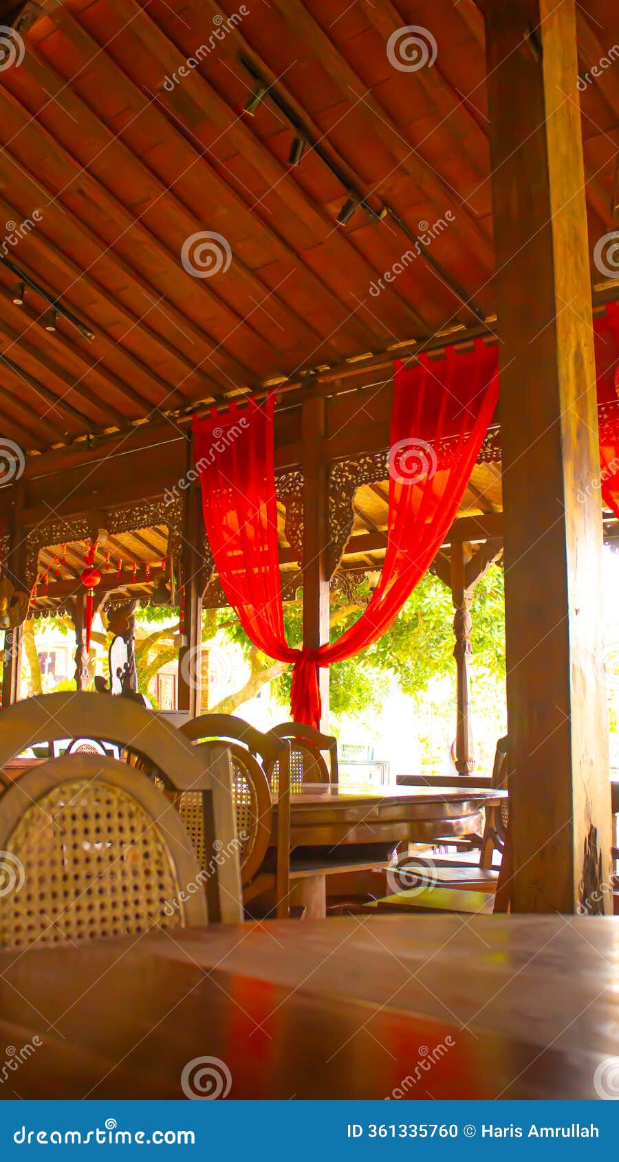 Classic Wooden Restaurant Interior, Rustic and Cozy Ambiance of Java ...