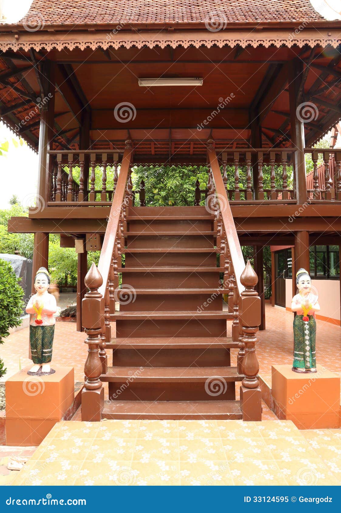 Classic wooden stairs stock image. Image of building - 33124595