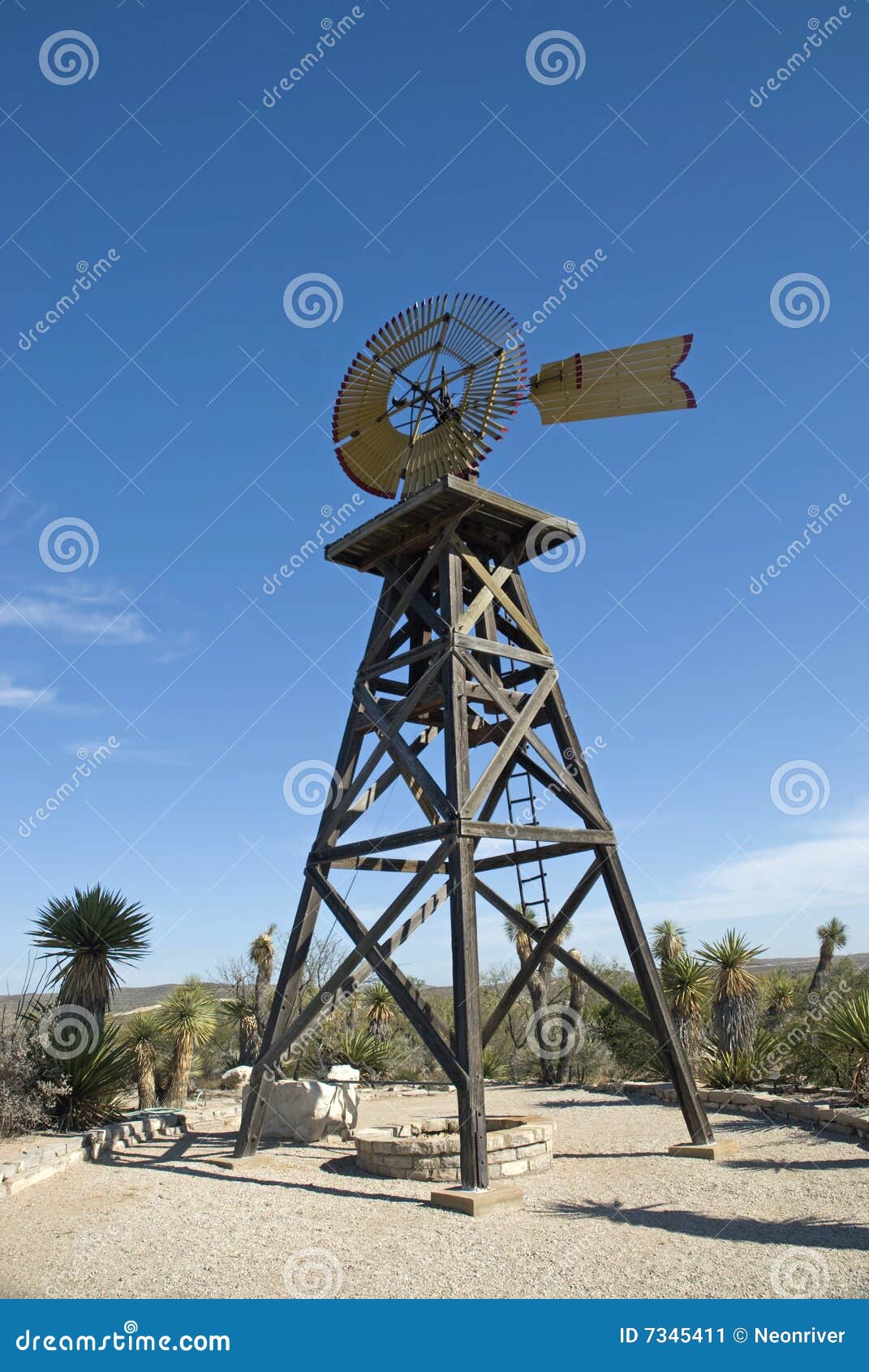 Classic Wooden Windmill stock image. Image of wind, rock - 7345411