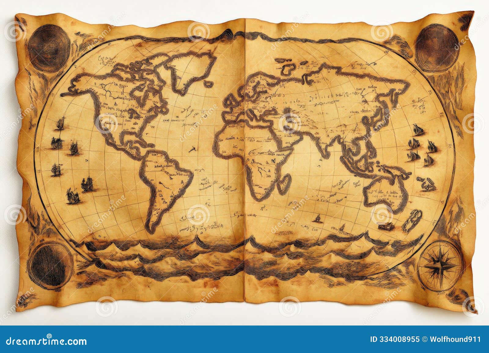 A Classic World Map from the Age of Discovery, Featuring Hand-drawn ...