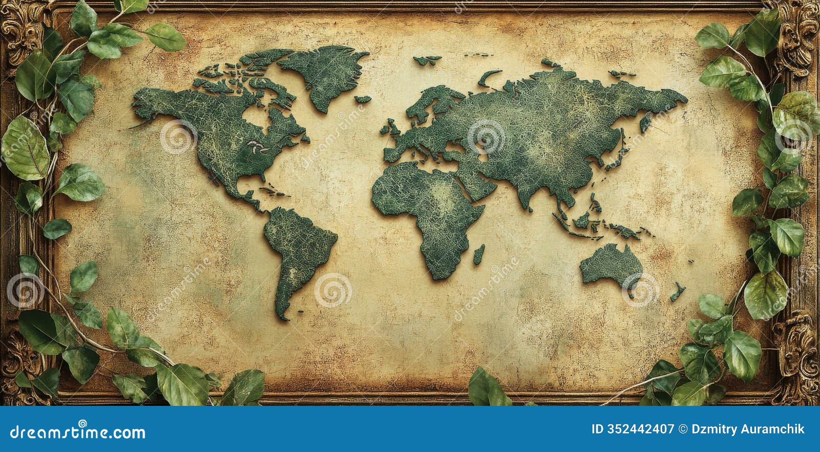 A Classic World Map, Bordered by Dense Greenery, Representing Efforts ...