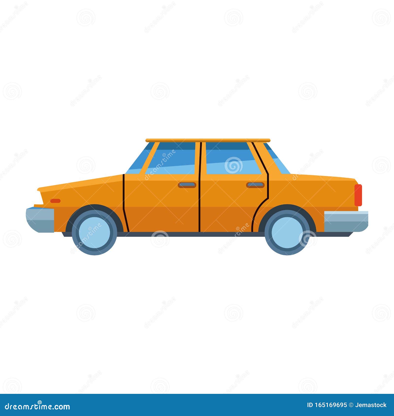 Classic Yellow Car Icon, Flat Design Stock Vector - Illustration of ...
