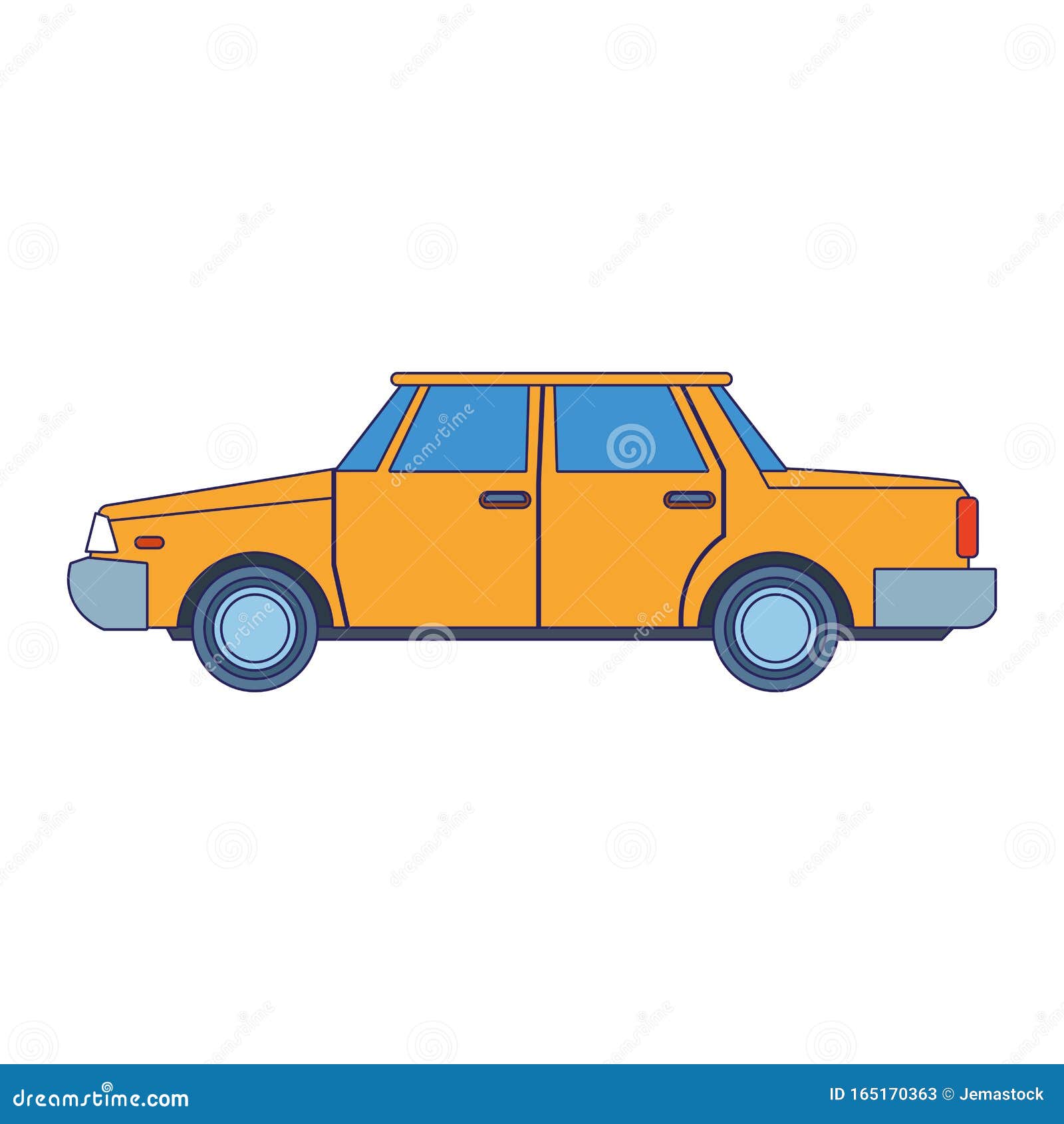 Classic Yellow Car Icon, Flat Design Stock Vector - Illustration of ...