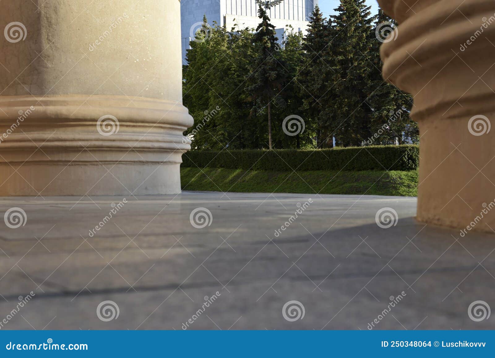 Classic Yellow Large Building with Columns in the Evening Stock Photo ...