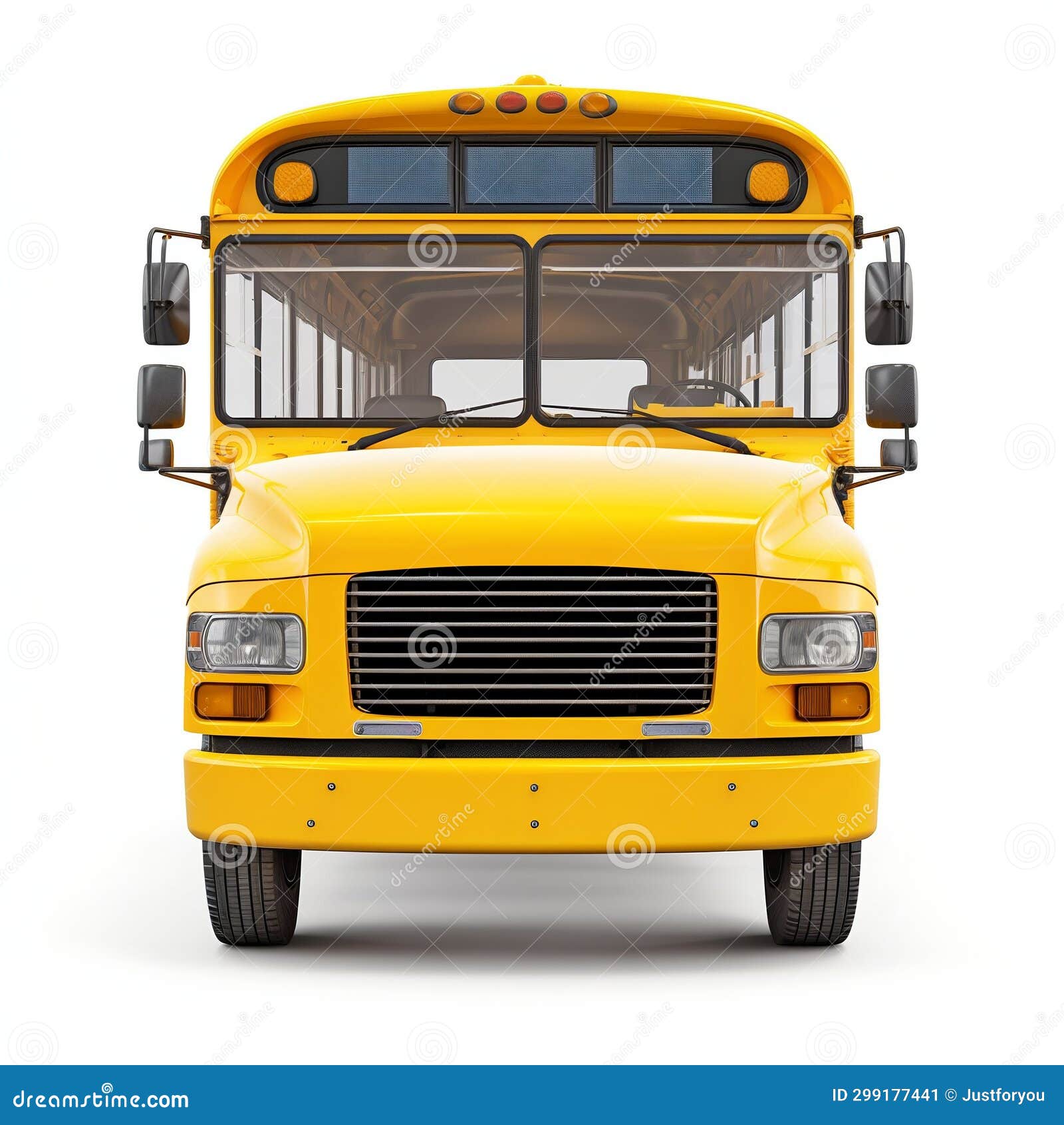Classic Yellow School Bus Front View. Generative Ai Stock Illustration ...